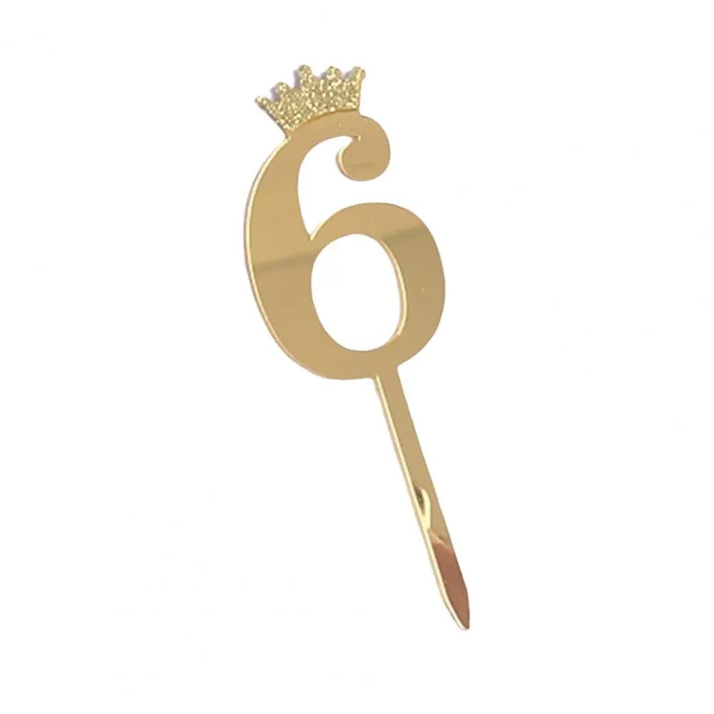 Акриловый топпер для торта с цифрой, набор из 1 штуки Golden 6