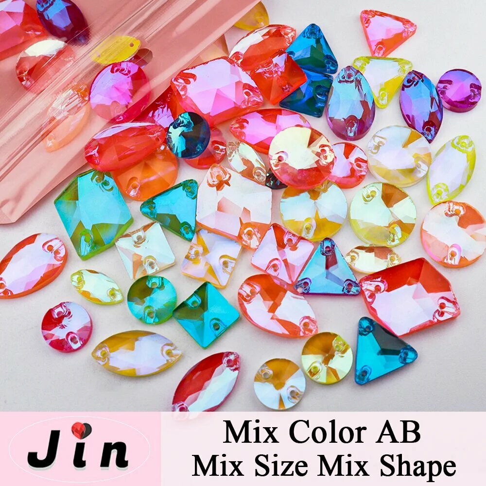 Неоновые стеклянные стразы JIN для декора