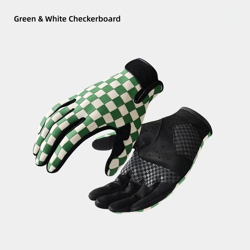 Перчатки велоспортивные Green & White Checkboard