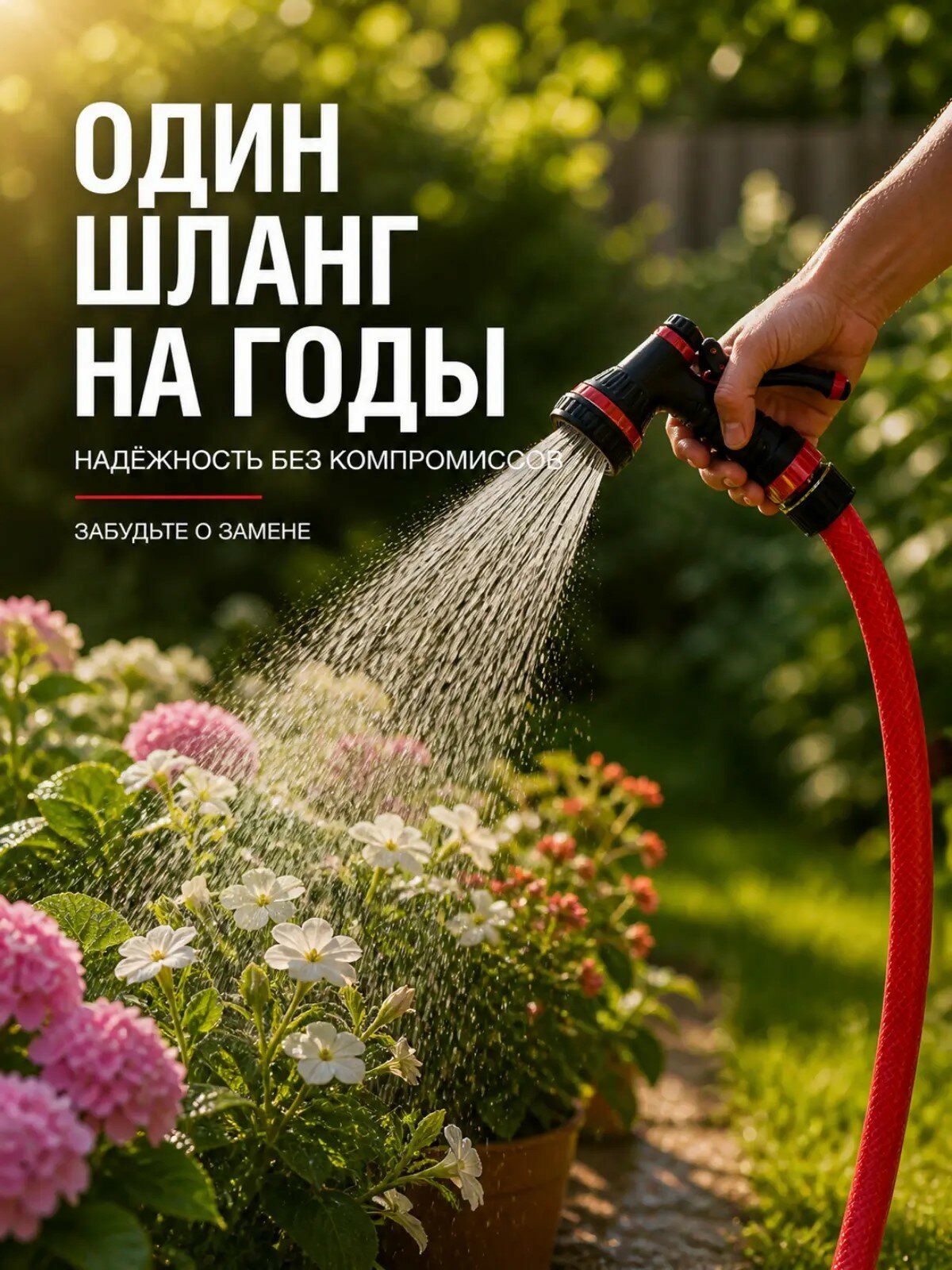 Шланг поливочный, красный, трехслойный, армированный, флокс 3/4", 20 метров. "Эконом" — фото 1