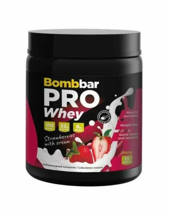 Протеин Bombbar Клубника со сливками 450г