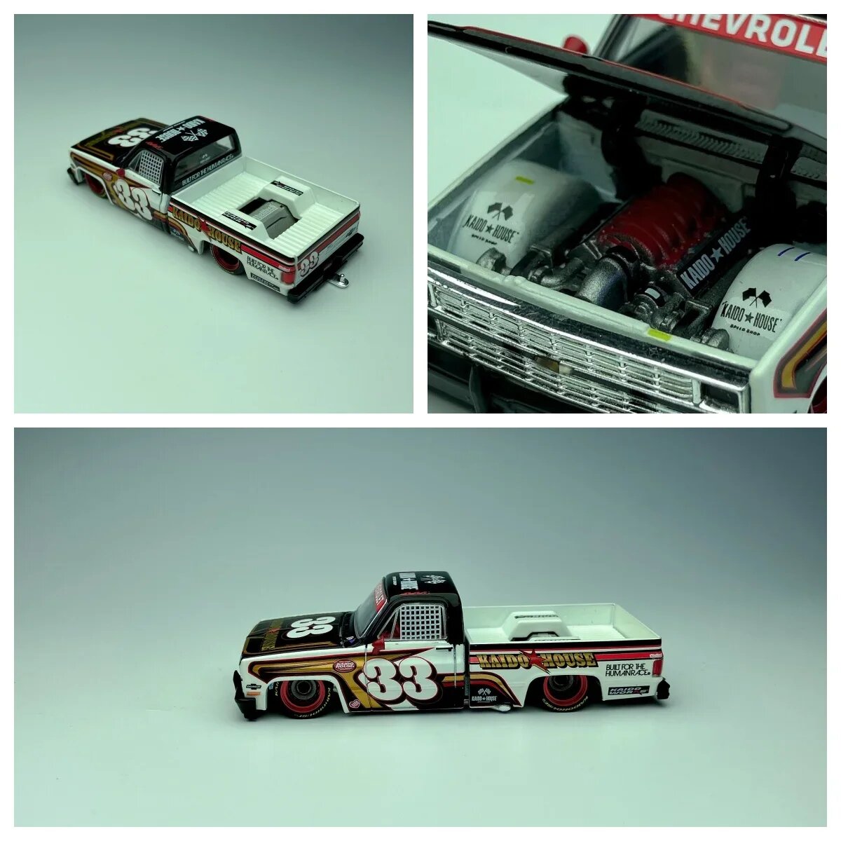 Kaido House x Mini GT 1:64 Silverado Dually on Fire V2 металлическая модель пикапа