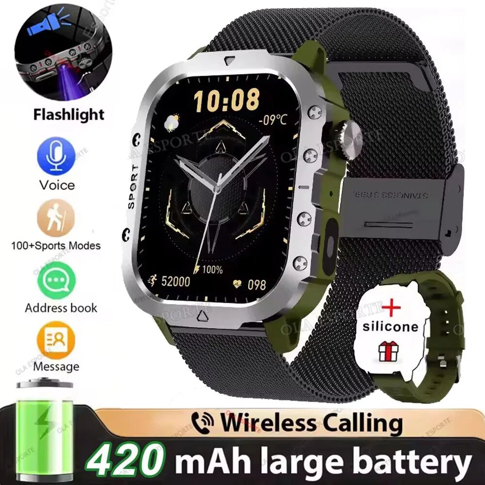 Мужские умные часы Military Smartwatch GPS 3ATM 2.01 Gr22BkMilan