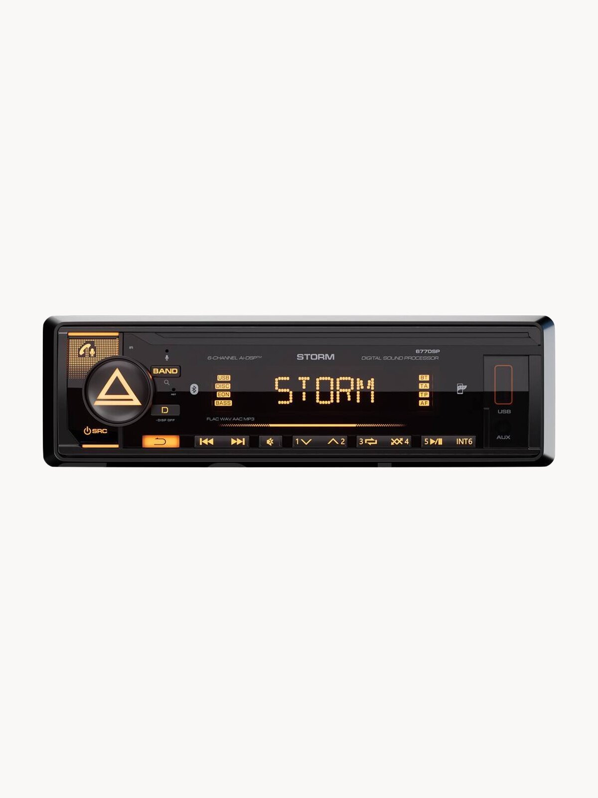 Процессорная магнитола AurA Storm-677DSP, 1DIN, Bluetooth, AUX, USB, RGB, 4x51Вт