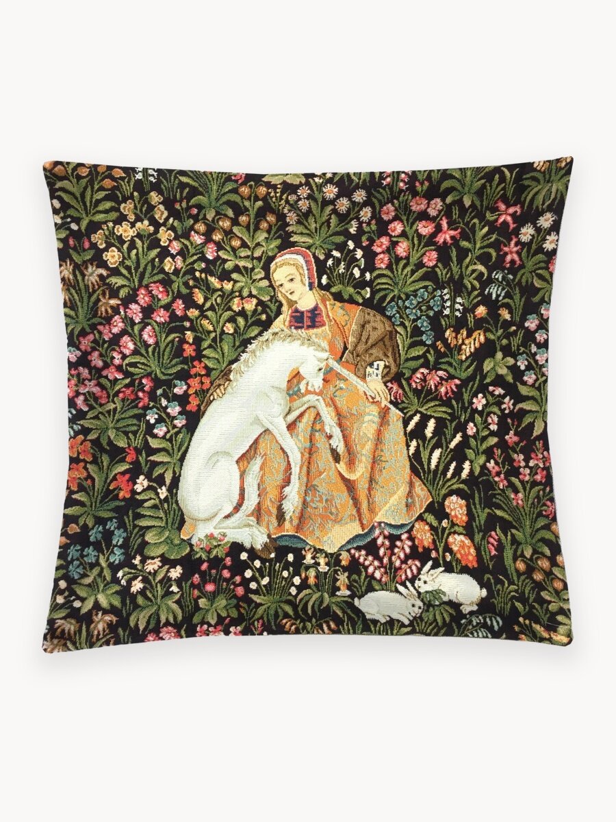 Подушка Декоративная Гобеленовая 45х45 "Портрет Дама с единорогом"