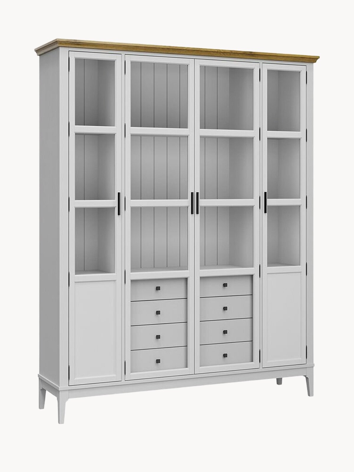 Шкаф для книг ММЦ Кабинет Квадро-С 422С/04Б (белый лак-антик 24)