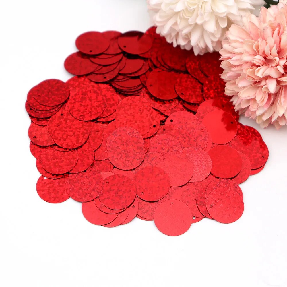 Круглые лазерные пайетки ПВХ 20/25/30 мм Красный, 30mm 20g 58pcs, laser red