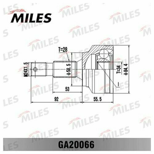 ШРУС MILES GA20066 для Citroen C5 III, C8; Peugeot 407, 807