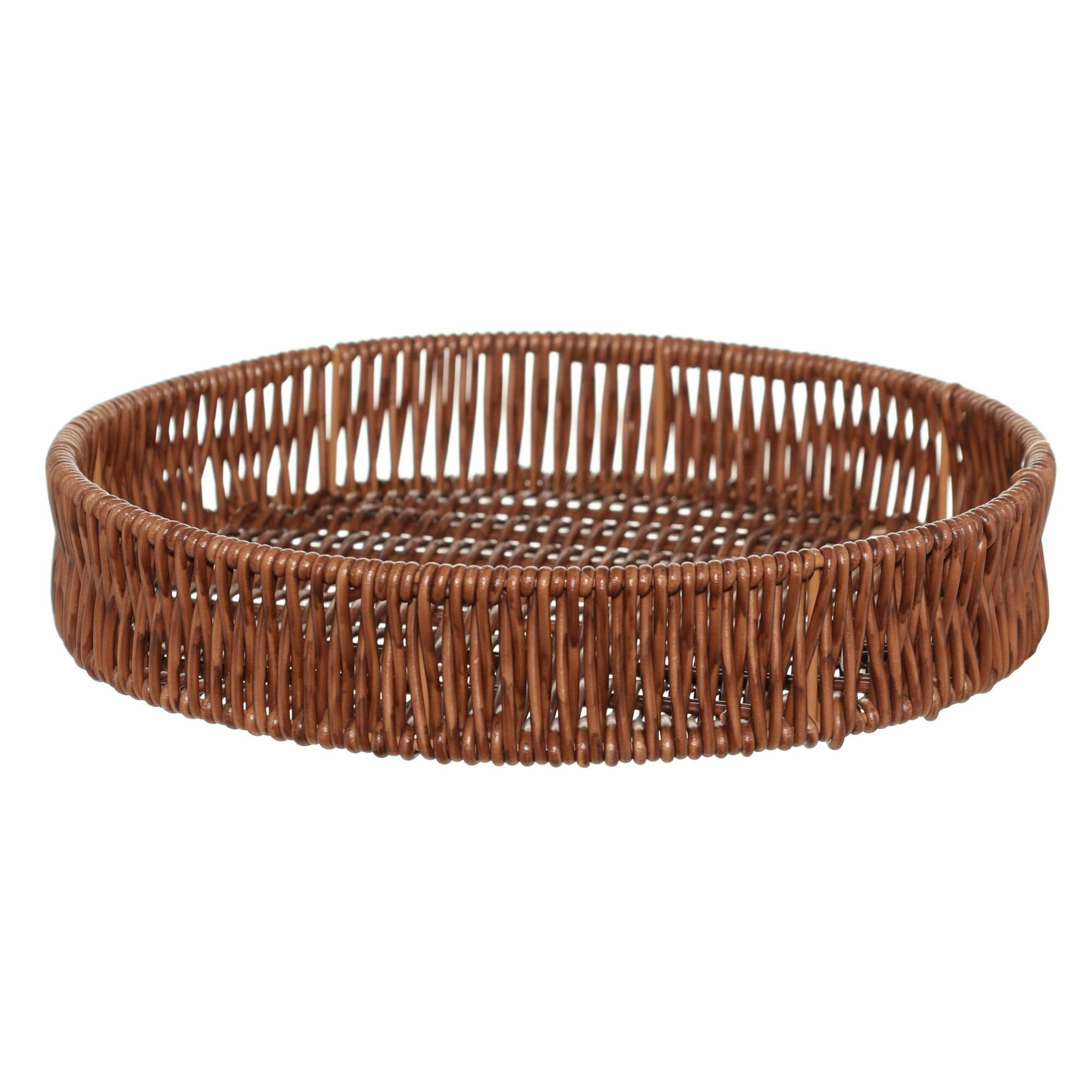 Поднос, 25 см, ротанг, круглый, коричневый, Blendy, Kuchenland