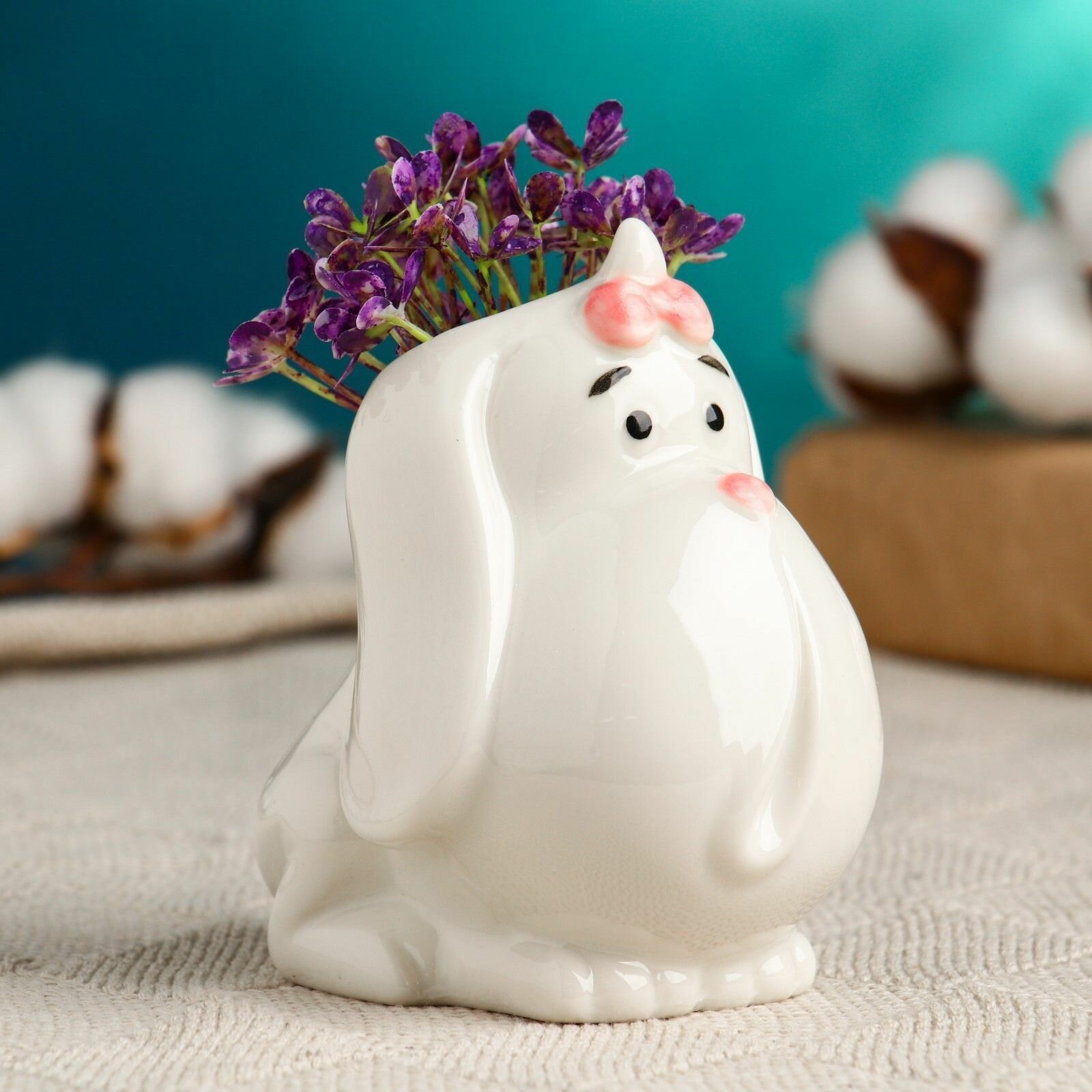 Горшок "Собачка с бантиком" 7,5х9,5х10см 6116718