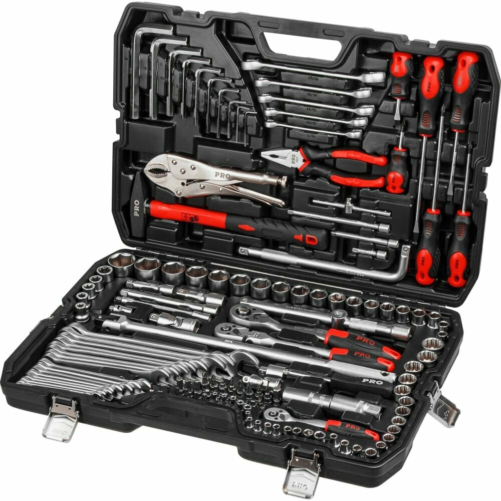 Набор инструментов STARTUL PRO Stuttgart 1/4", 3/8", 1/2" 6 граней, 142 предмета PRO-142S, для ремонта и обслуживания
