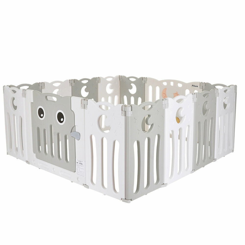 Манеж детский игровой усиленный / манеж-ограждение большой Pituso Сова Серый/белый