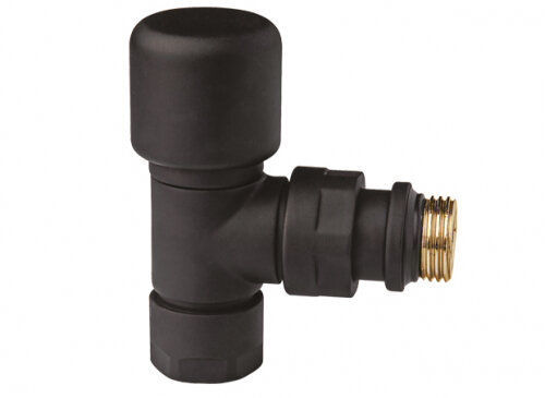 Вентиль Far термостатический угловой 1/2"гайка М24х19, черн. матов.