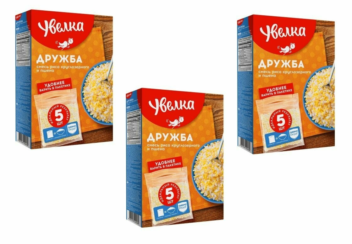 Увелка Смесь Дружба (рис + пшено), 5 х 80 г, 3 уп