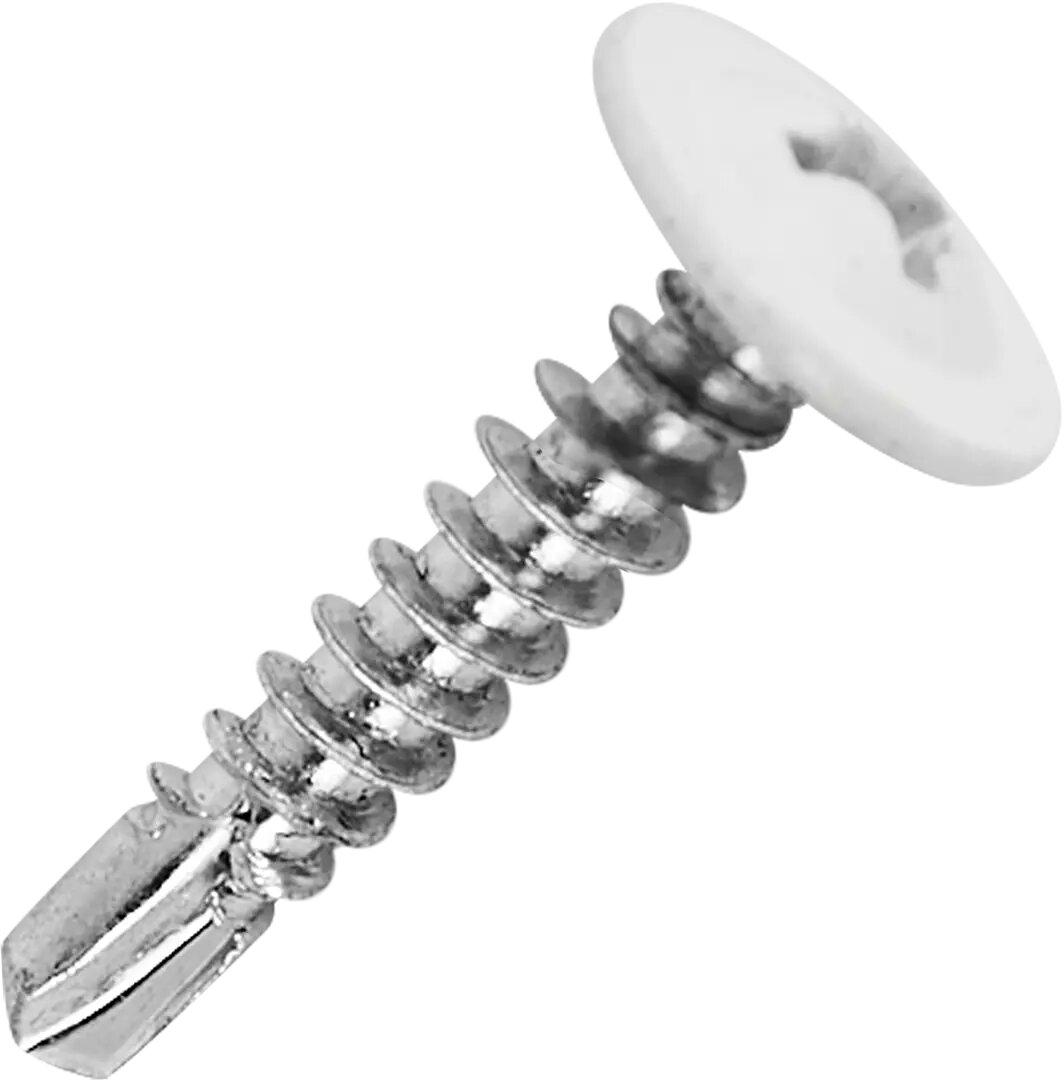 Саморезы по металлу с пресс-шайбой со сверлом оцинкованные RAL 9003 4.2x19 24 шт.