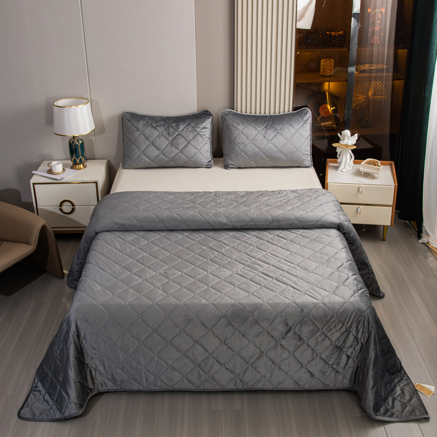 Покрывало на кровать евро VIVA HOME TEXTILE 240x260 см, стеганое, с наволочками