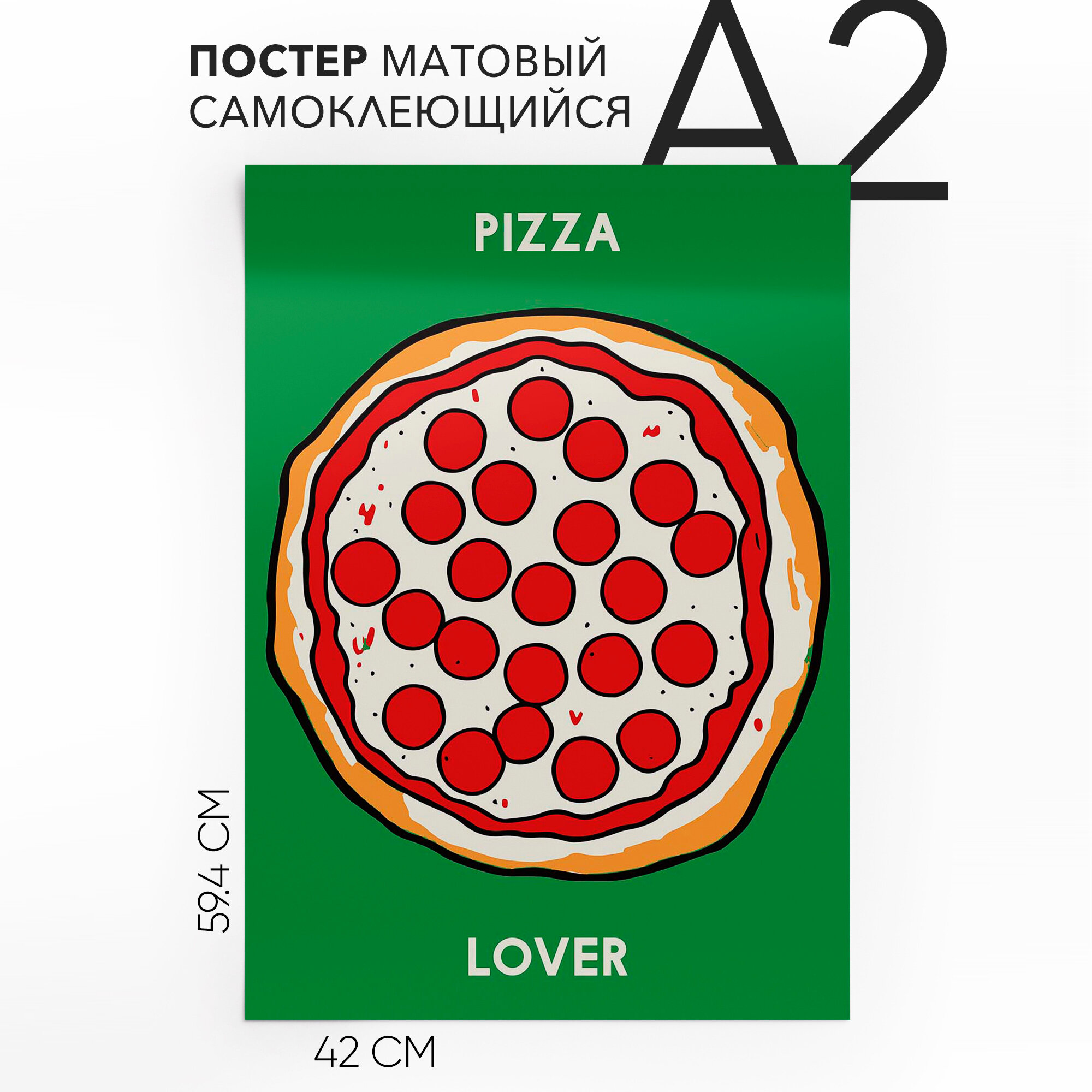 Постеры плакаты, на кухню, большой A2 Пиццы, влагостойкий, для декора