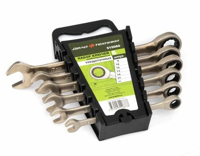 Набор ключей комбинированных трещоточных 6 шт, холдер, Дело Техники, 515060