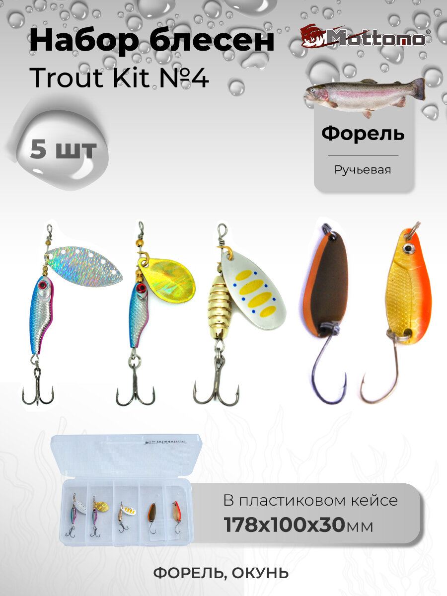 Набор блесен рыболовных для спиннинга Mottomo Trout Kit №4 (Stream) Форель ручьевая