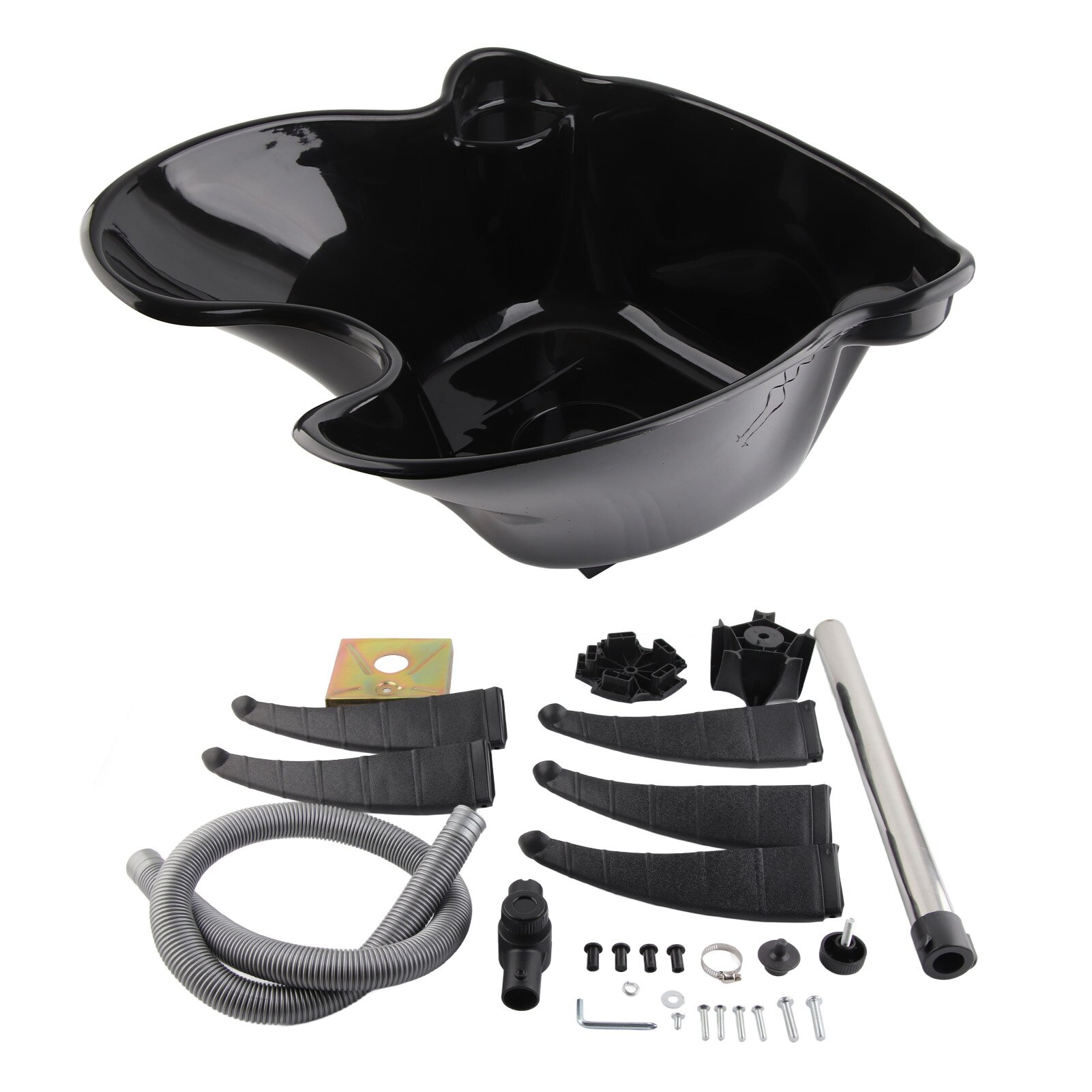 Парикмахерская раковина, черная, удобная в использовании, регулируемая высота, из полипропилена и нержавеющей стали, с регулируемым стержнем, для семейного использования и салонов красоты