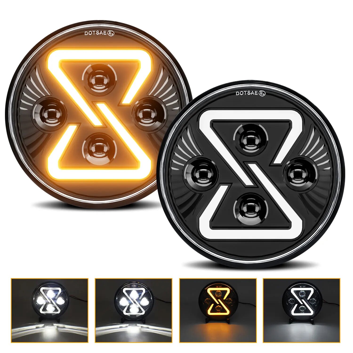 Фара головного света, 7 дюймов, 200 Вт, 6000 лм 2 Pcs