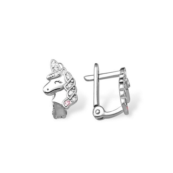 Серьги, серебро, 925 проба, родирование, фианит