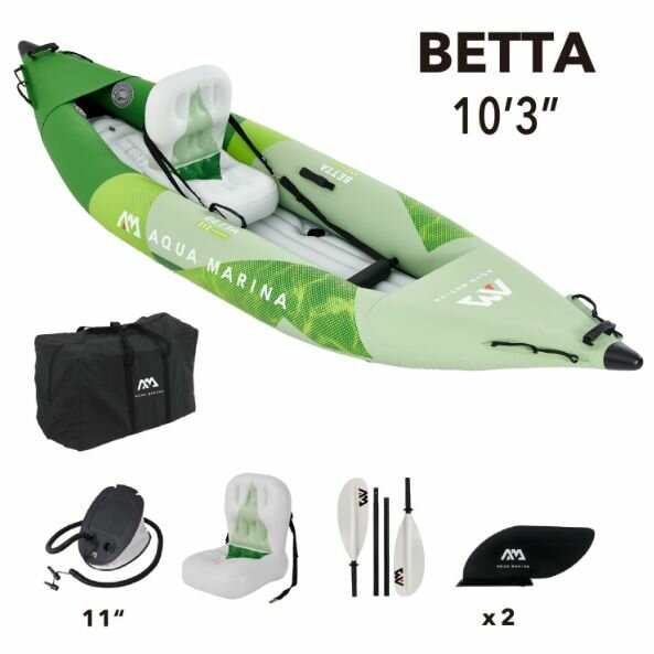 Каяк Aqua Marina Betta 312, 312x80 см, зеленый, ПВХ, 1 место