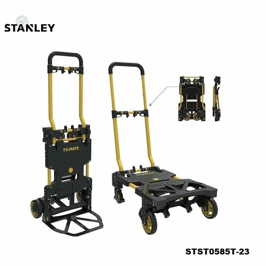 Складная грузовая тележка STANLEY STST0585T-23 до 137 кг, многофункциональный бортовой погрузчик для дома, дачи и склада, компактная тележка с большими колёсами