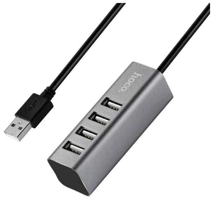 Переходник HOCO HB1, USB to 4USB 2.0, (USB 2:0 - 480 Мбит/с), 0.8m, хаб для MacBook