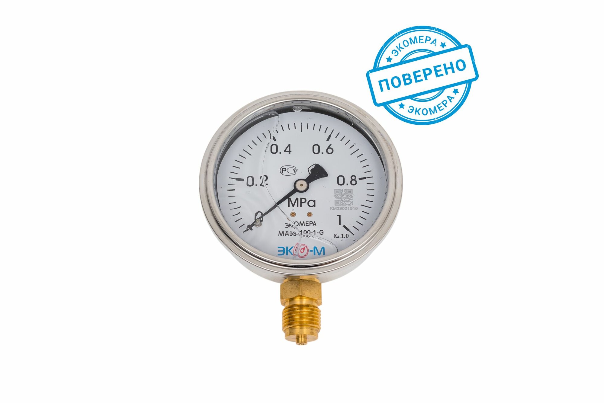 Манометр ЭКО-М Экомера МД93-100 мм 0.1МПа G1/2 (Гидрозаполненный) МД93-100-G-1МПа