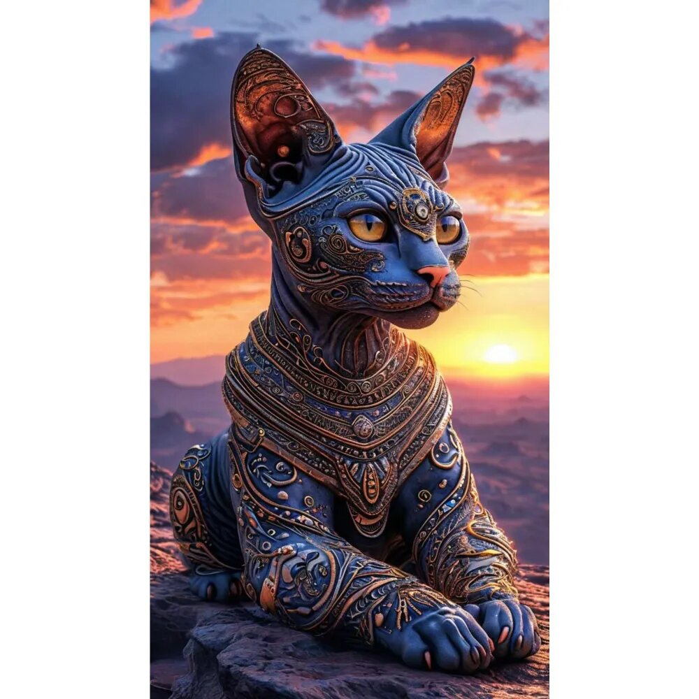 Алмазная Картина "сфинкс, Кот" 40х50 См Алмазная Вышивка / Картина Стразами Подарков