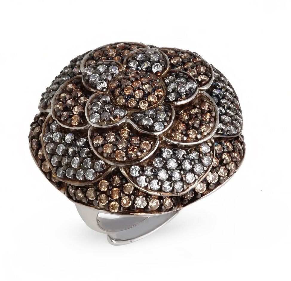 Кольцо, серебро, 925 проба, родирование, эмаль, фианит