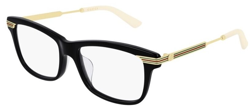 Оправа для очков Gucci GG0524O 005, металлическая, черная/золотая, прямоугольная