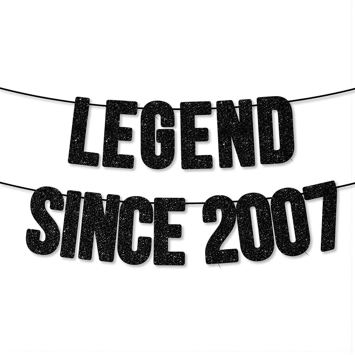 Баннер для дня рождения Legend Since 2007 черный глиттер декор для подростков и взрослых создает приятную легкую праздничную атмосферу на вечеринке размер 28*25*1.5 см
