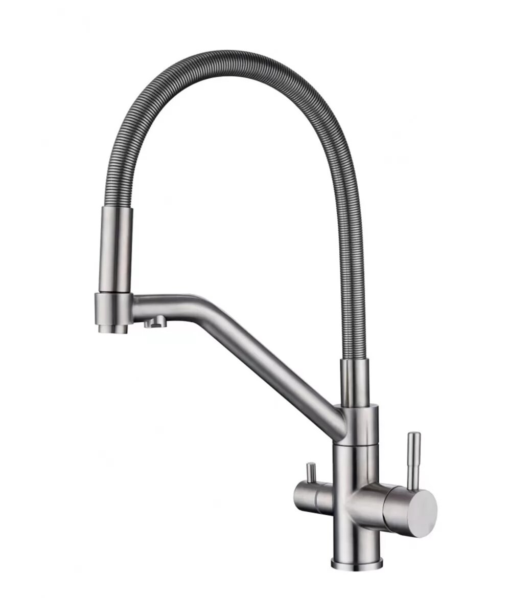 Смеситель для кухни с гибким шлангом и под фильтр HN15056-G цвет сатин от бренда Hansen