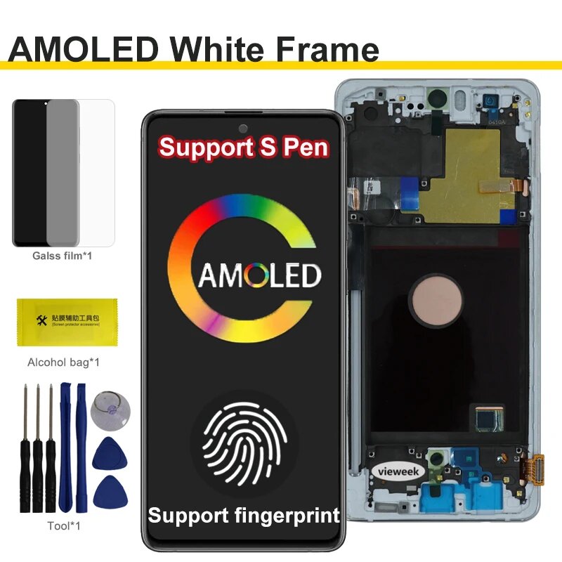 AMOLED для Samsung Note 10 Lite N770F ЖК-дисплей, дигитайзер сенсорного экрана с рамкой для Samsung Galaxy Note 10 lite, замена AMOLED White Frame