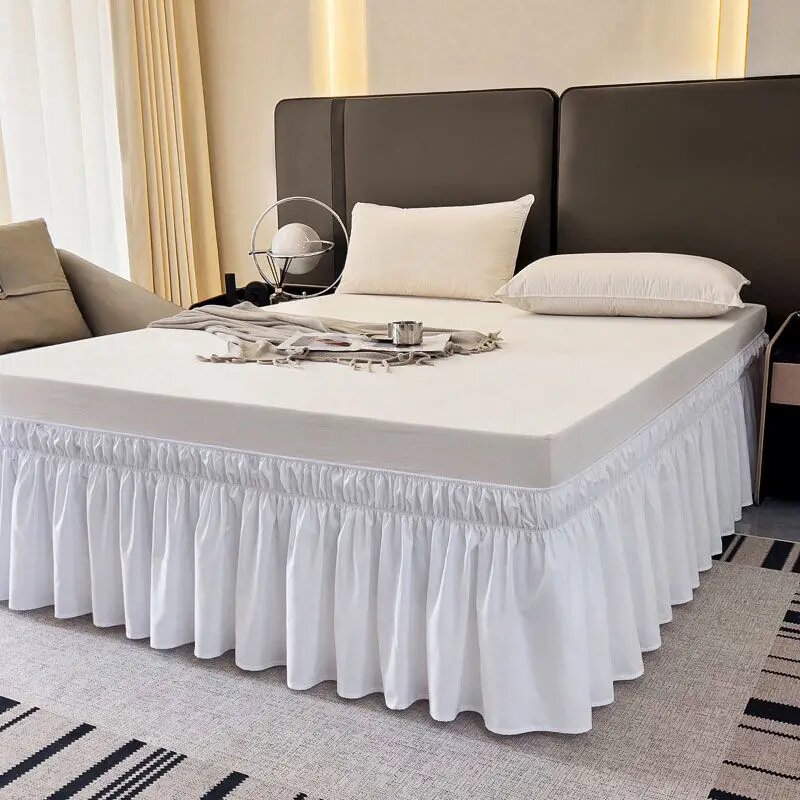 Однотонные подзоры для кровати Microfiber 15 дюймов 180x200x38cm, white