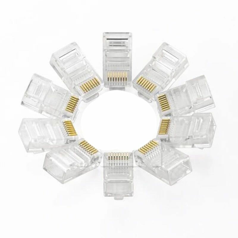 50 шт. 8P8C RJ45 RJ-45 Ethernet-кабели, сетевой разъем для модуля UTP Cat5 Cat5e, разъемы Crystal
