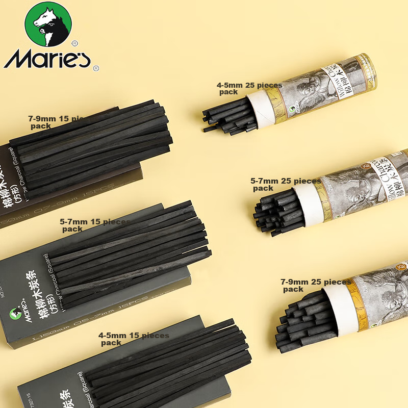 Mali Cotton Willow Charcoal Stick Charcoal Pencil Charcoal Rod Sketch Drawing Extra Thick Charcoal Drawing Stick-CF7329-15 Cotton Willow Charcoal Stick (Diameter 7-9mm) Fine Arts Sketching