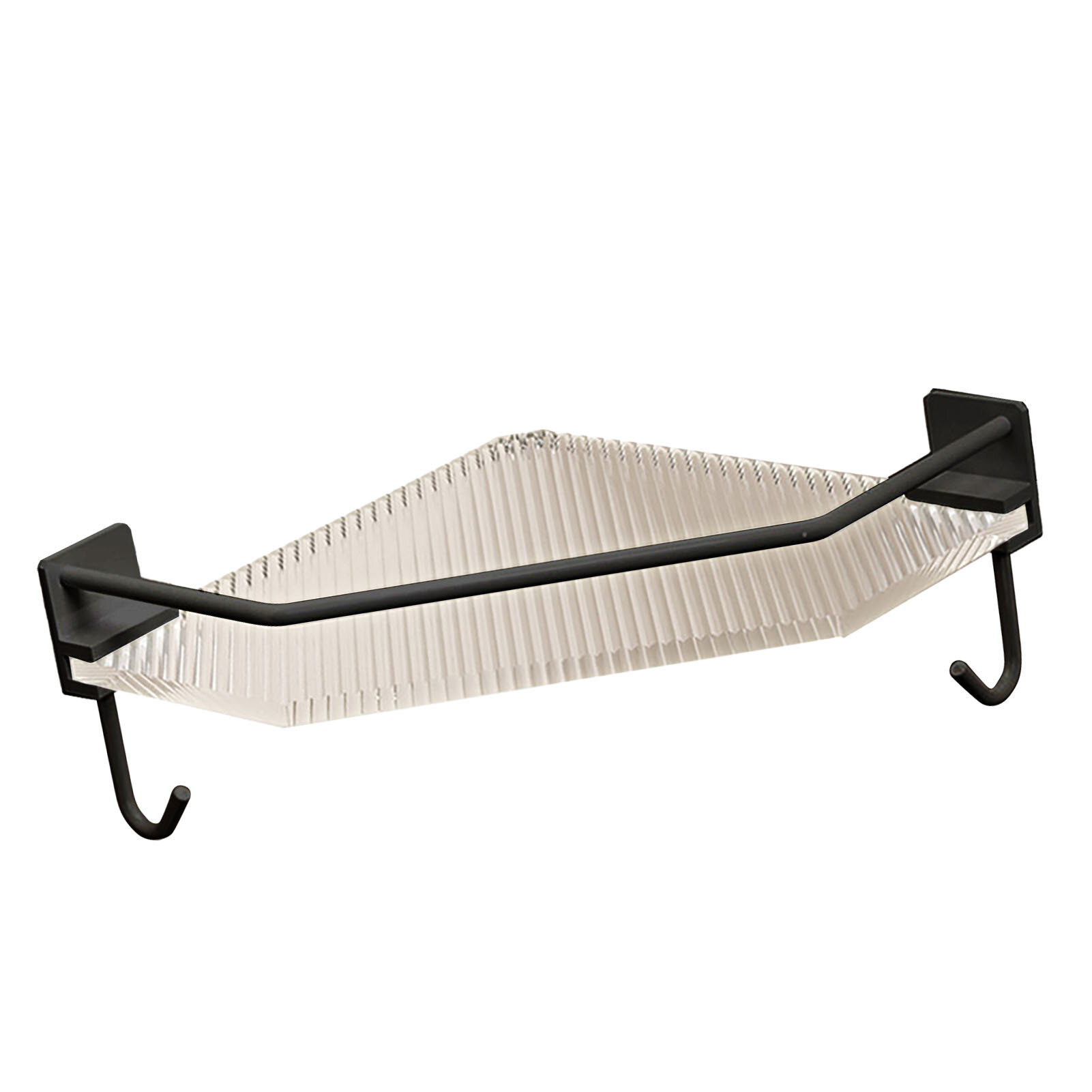 Угловая душевая кабина Органайзер для душа в ванной Акриловая полка для душа без сверления Большая вместимость для ванной комнаты в общежитии Кухня Треугольный черный однослойный с крючком