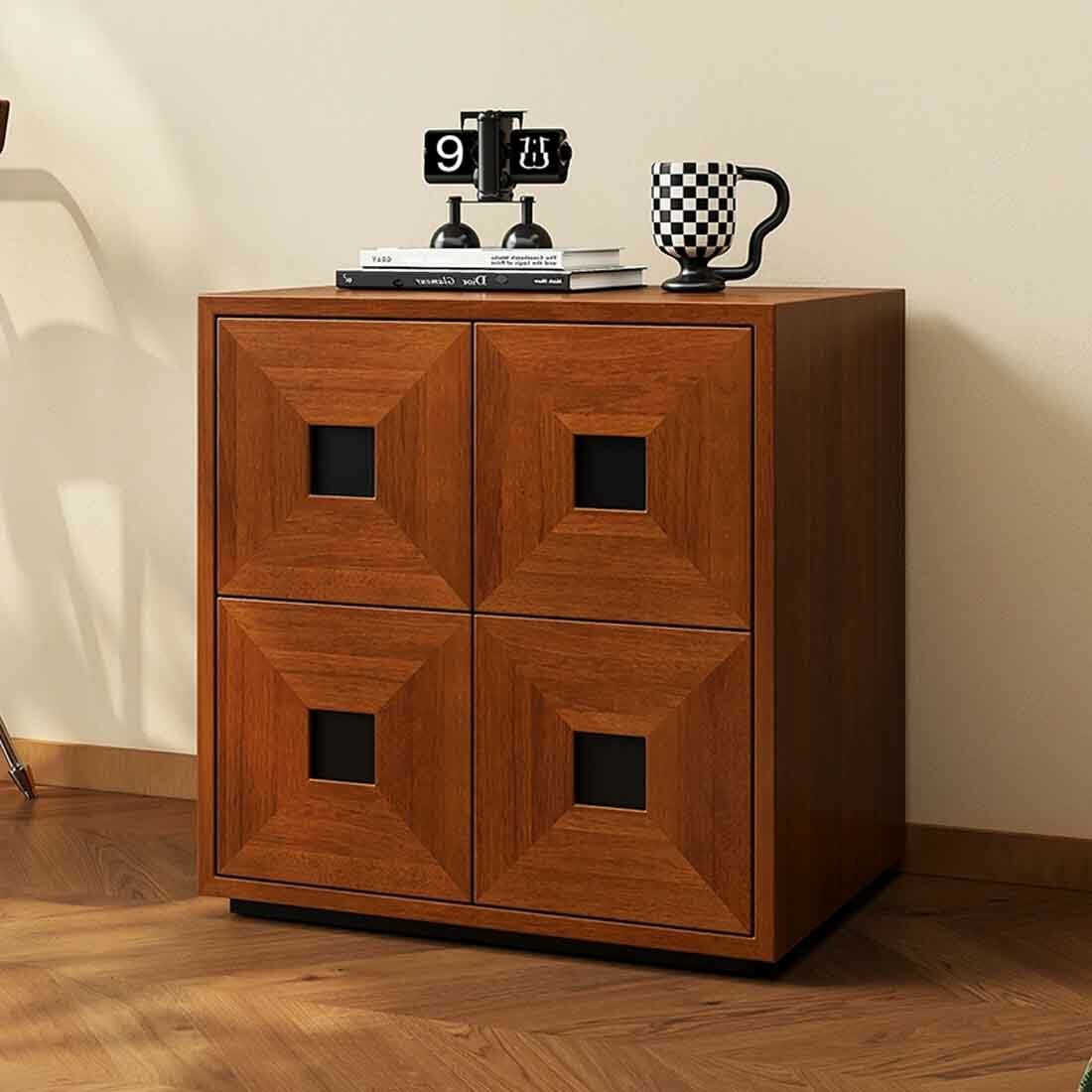 Дизайнерская деревянная прикроватная тумбочка Giardini, 2 ящика (коричневый)