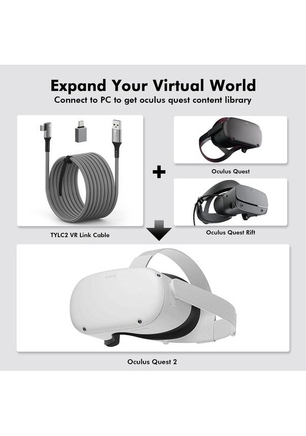 Кабель для передачи данных VR-гарнитуры Amvr Tylc2 длиной 5 м, локтевой, тип C, высокоскоростной, USB 3.2, плетеный, с удобным локтевым дизайном