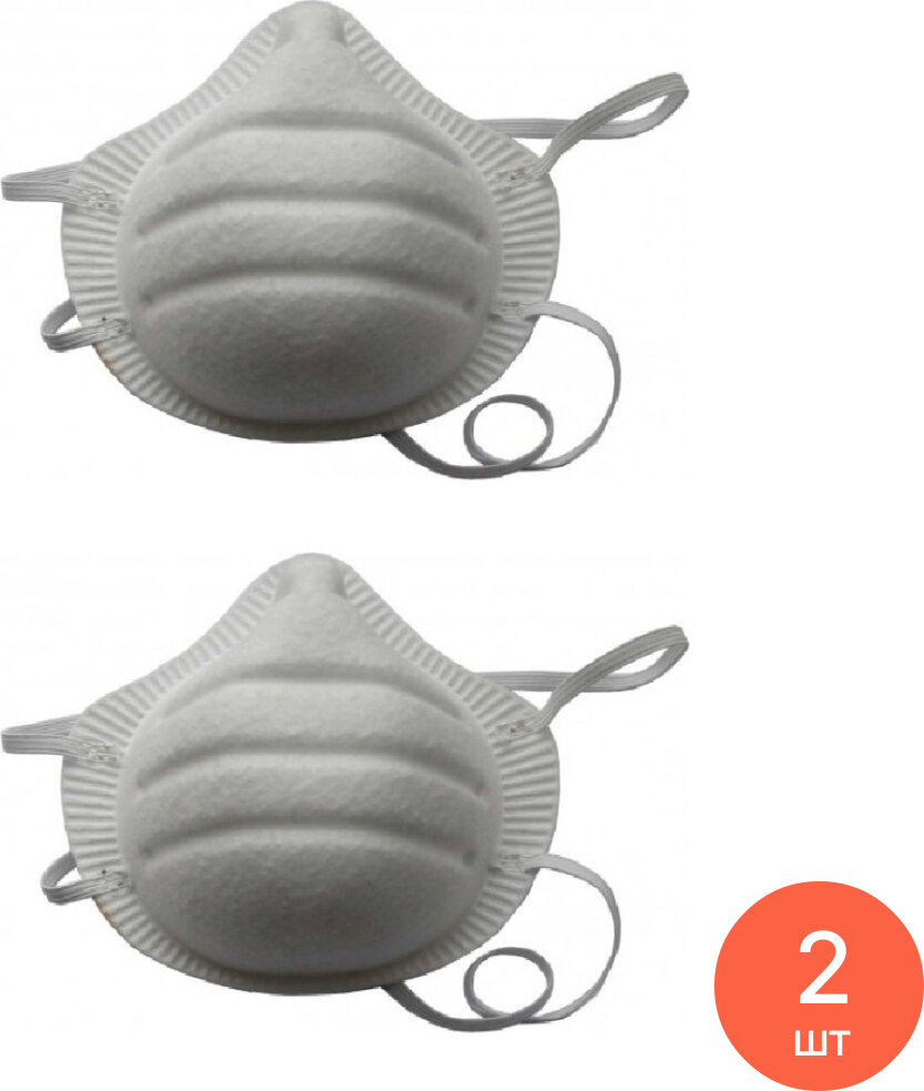 Респиратор 888 от мелкой пыли, полумаска фильтрующая противоаэрозольная, многослойная, одноразовая, из полипропилена, белая, FFP1, 2шт. / защита органов дыхания (комплект из 2 шт)
