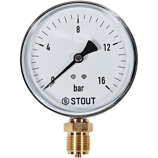 Манометр Stout радиальный. Корпус Dn 100 мм 1/2 , 0.16 бар, кл.2.5