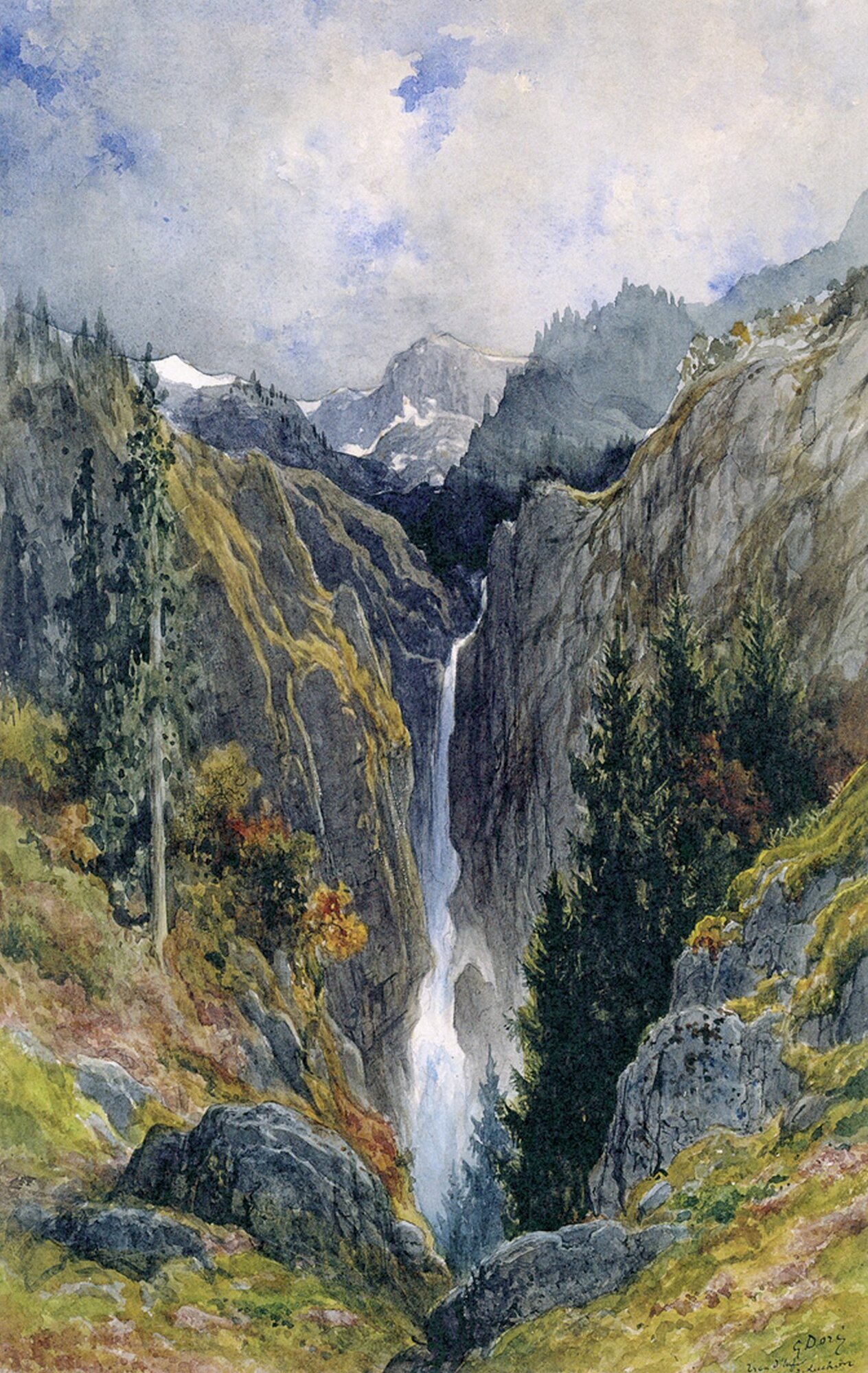 Картина Гюстава Доре Водопад 50х80 см