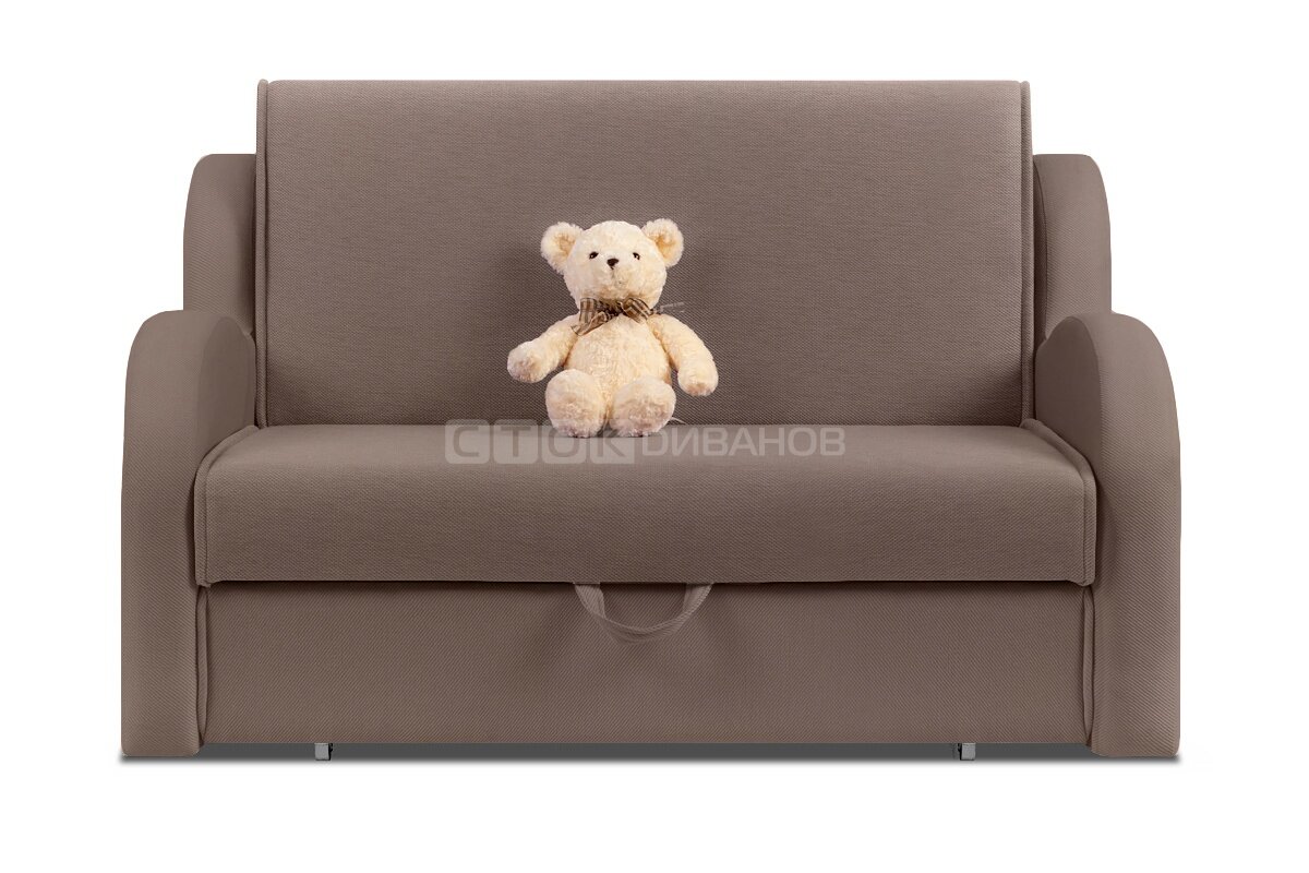 Диван Сток Диванов Прайм, латте велюр, 166 см, механизм аккордеон, с ящиком для хранения