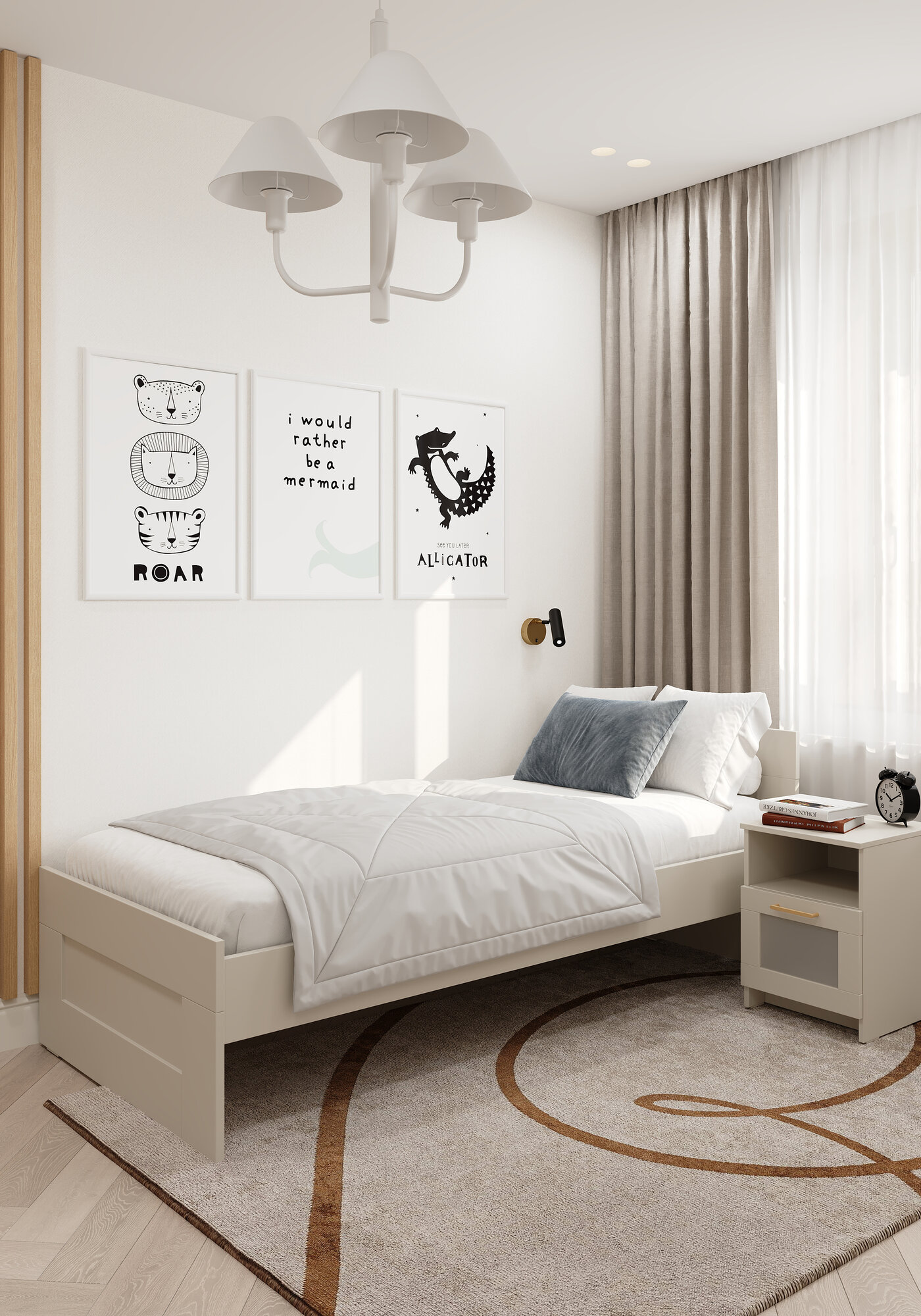 Кровать одинарная нави, односпальная, кашемир, 90 см х 200 см, бежевая