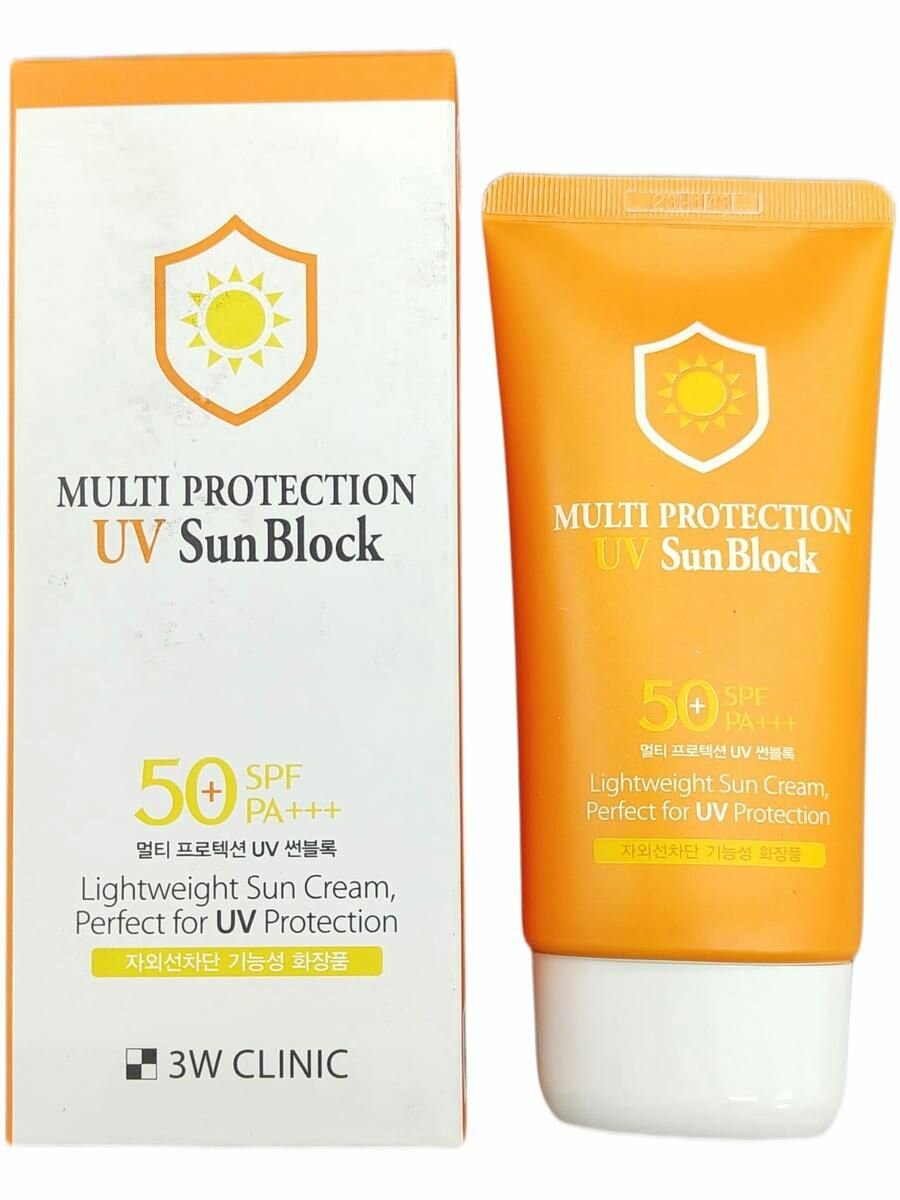 3W Clinic Нежный солнцезащитный крем для тела Multi Protection UV SunBlock SPF50+, PA+++ Корея, 70мл