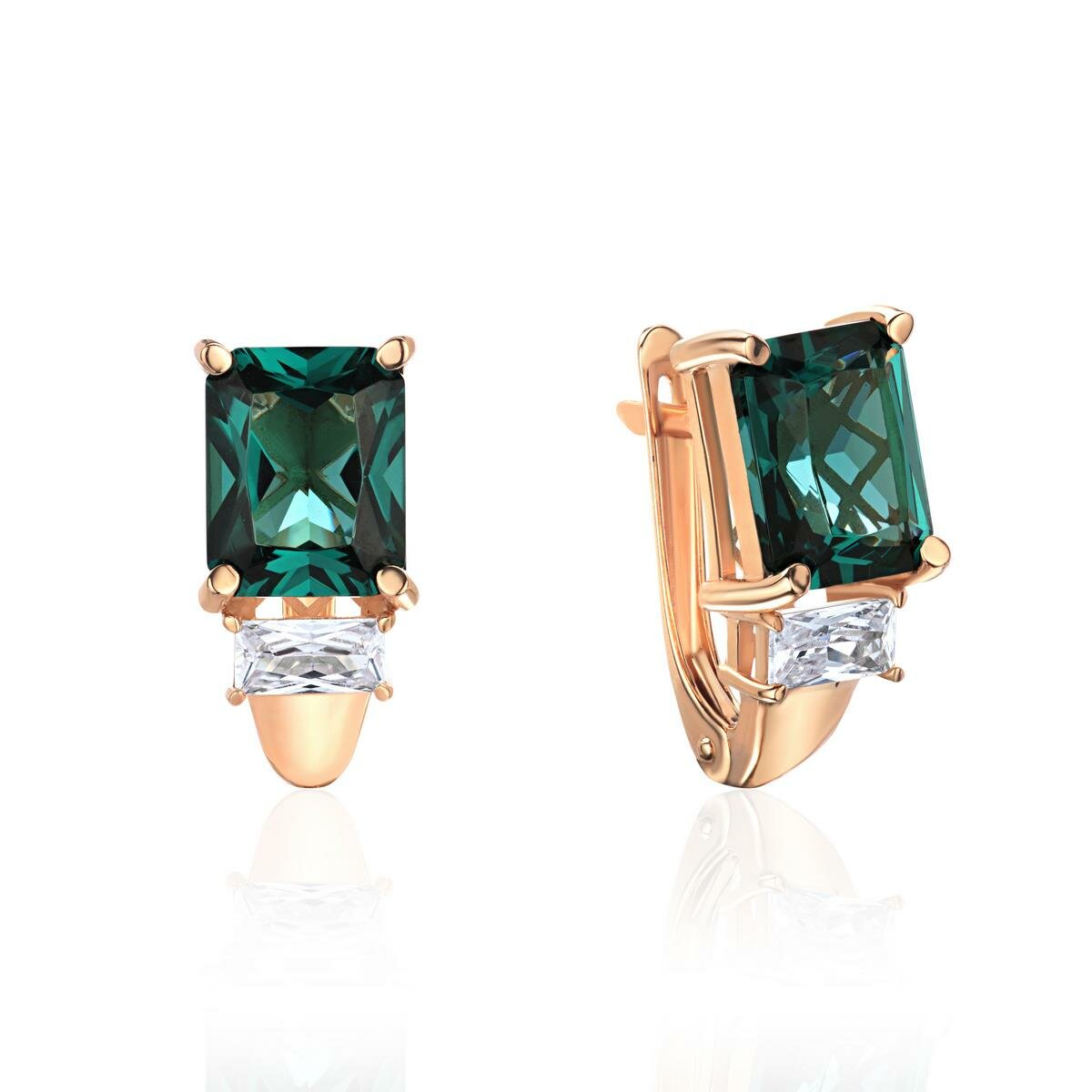 Подвеска для серег, красное золото, 585 проба, фианит, турмалин