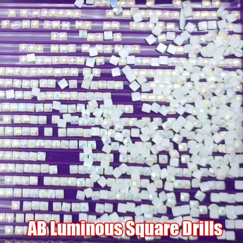 Светящиеся алмазы для алмазной живописи Фиолетовый, 10g-about 2000pcs, AB Square drills